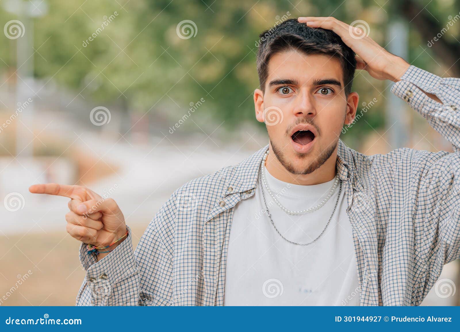 Man on the Street Pointing Surprised Stock Image - Image of shock, look ...