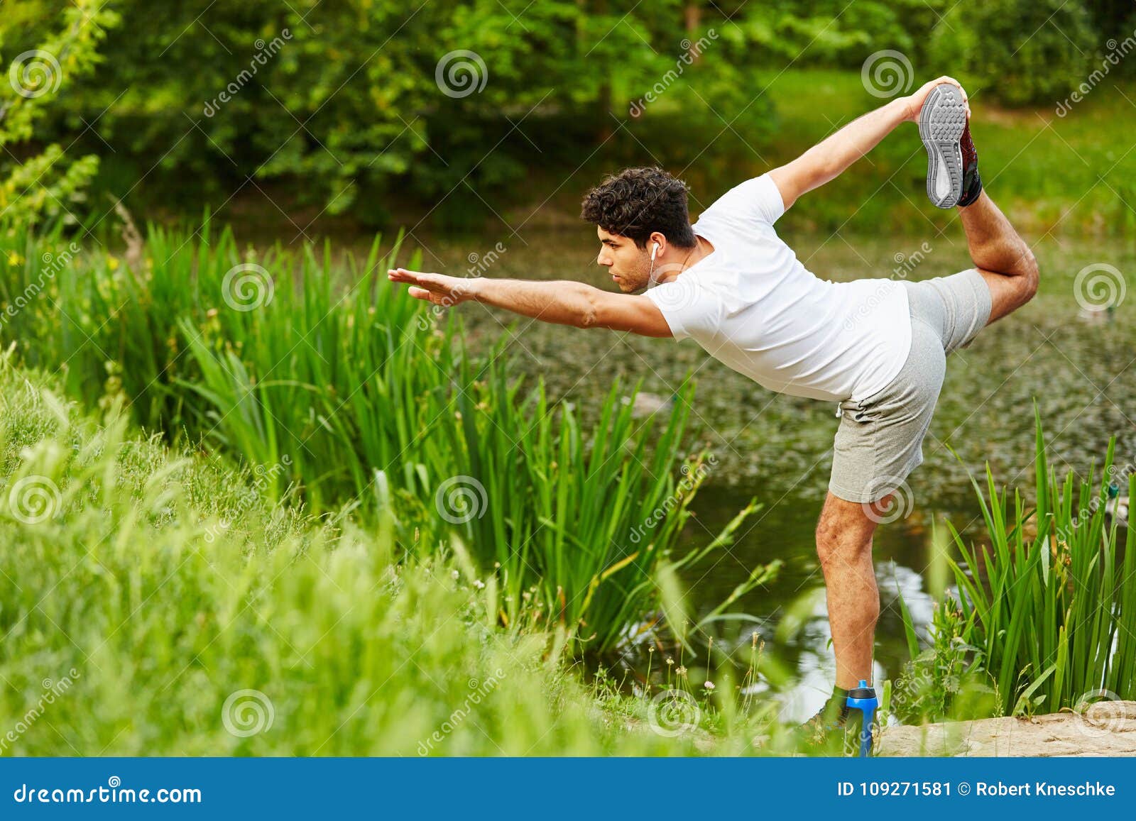 Young Man Stretching before Workout Stock Image - Image of runner ...