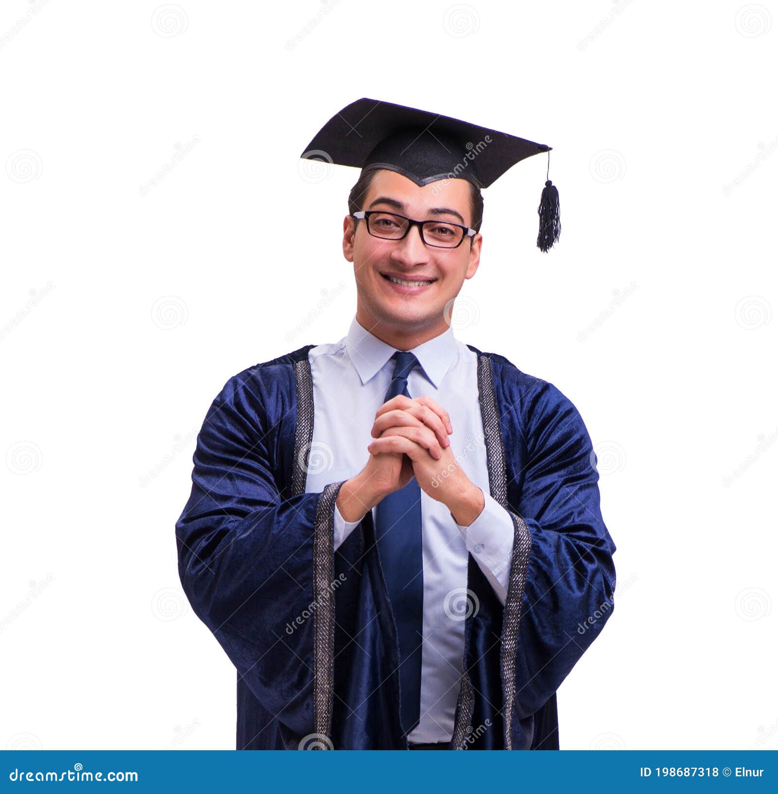 Young Man Student Graduating Isolated on White Stock Photo - Image of ...