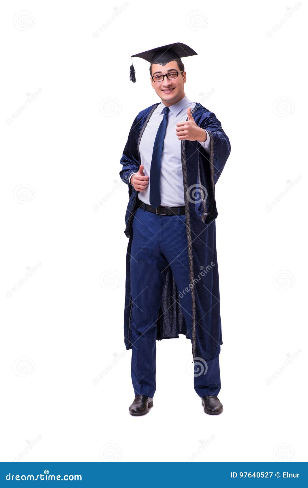 The Young Man Student Graduating Isolated on White Stock Image - Image ...