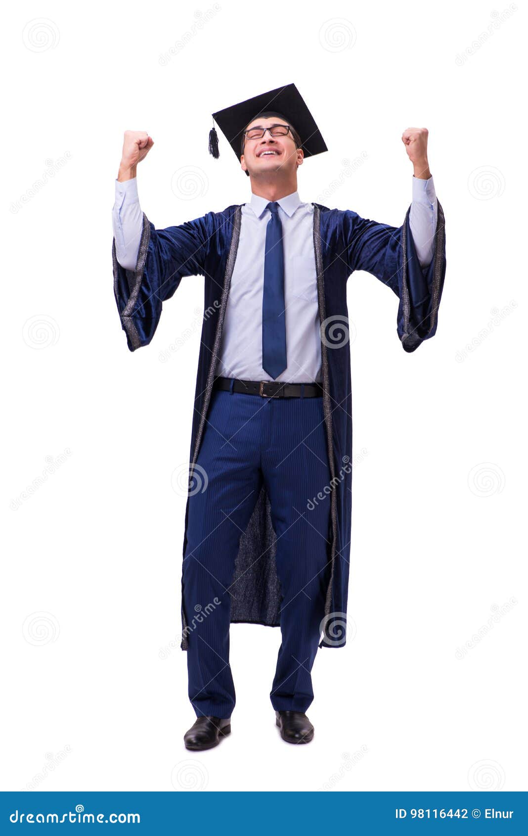 The Young Man Student Graduating Isolated on White Stock Photo - Image ...