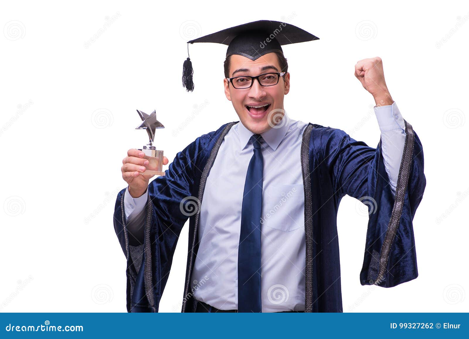 The Young Man Student Graduating Isolated on White Stock Photo - Image ...