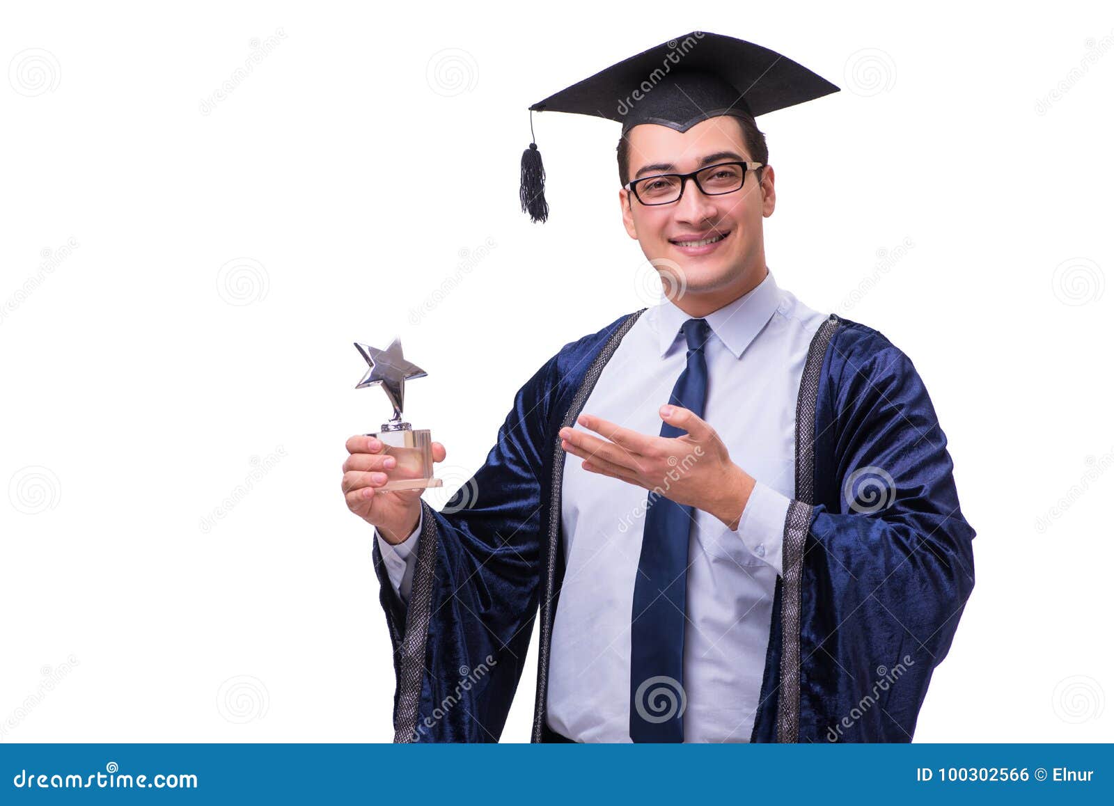 The Young Man Student Graduating Isolated on White Stock Photo - Image ...