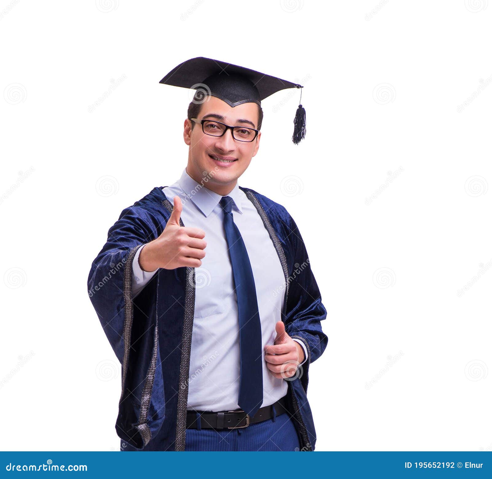 Young Man Student Graduating Isolated on White Stock Photo - Image of ...