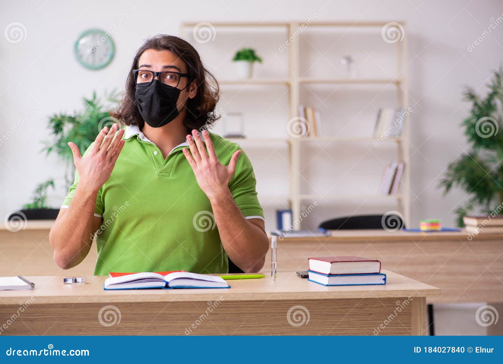 Young Man Student Studying at Home in Self-isolation Concept Stock ...