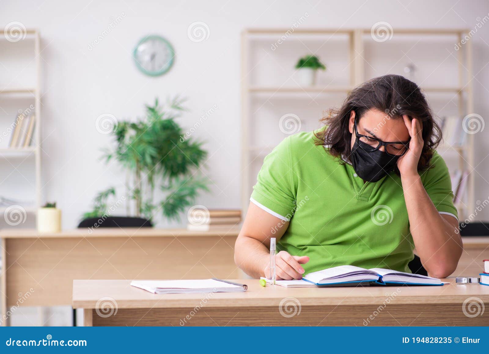 Young Man Student Studying at Home in Self-isolation Concept Stock ...