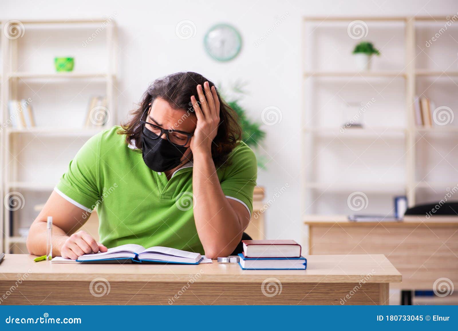 Young Man Student Studying at Home in Self-isolation Concept Stock ...
