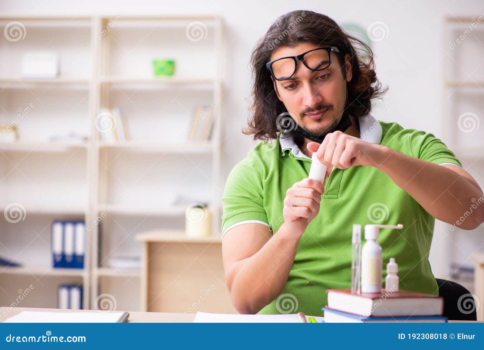 Young Man Student Studying at Home in Self-isolation Concept Stock ...