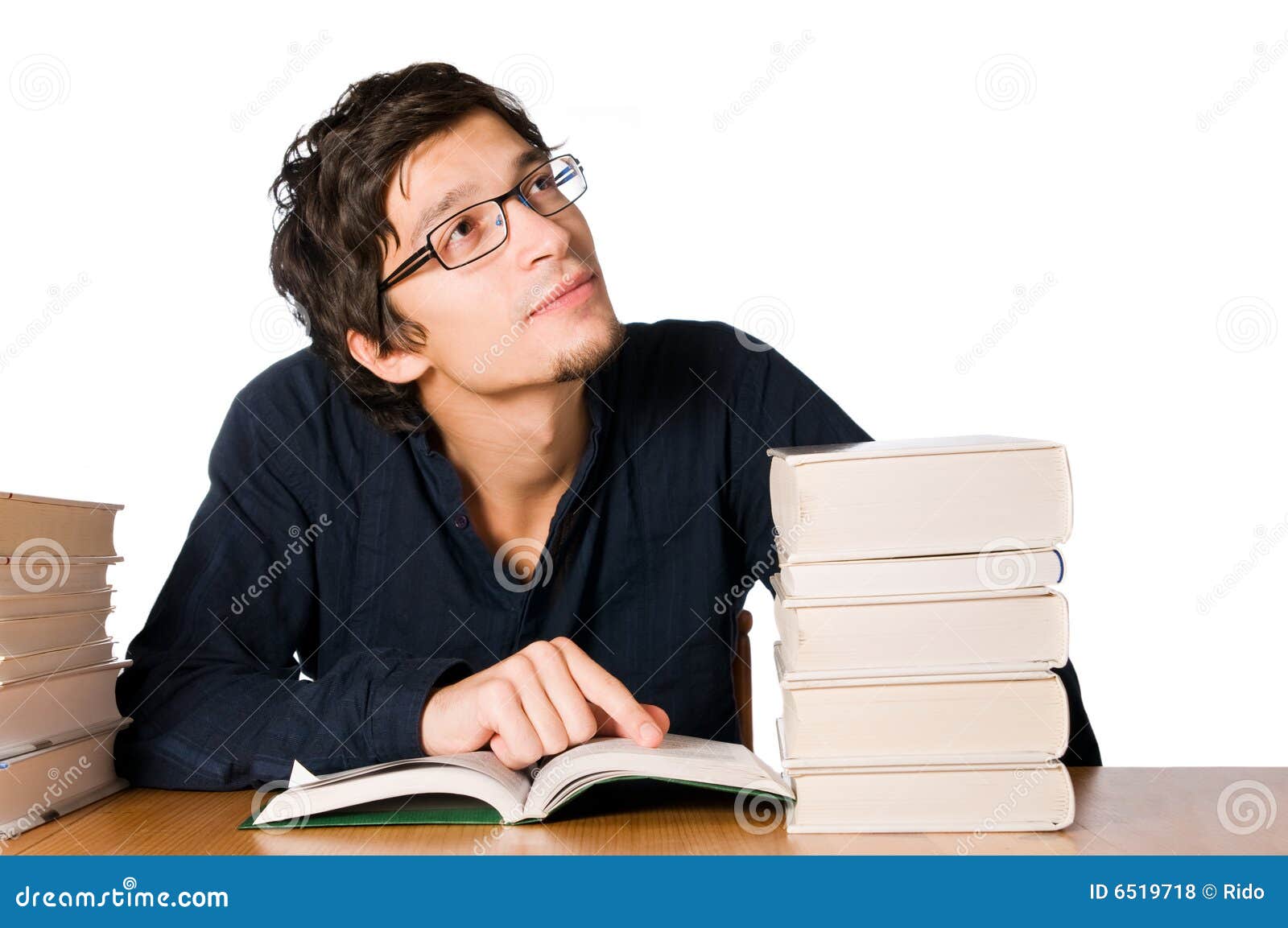 Young Man Studying on Books Stock Photo - Image of school, education ...