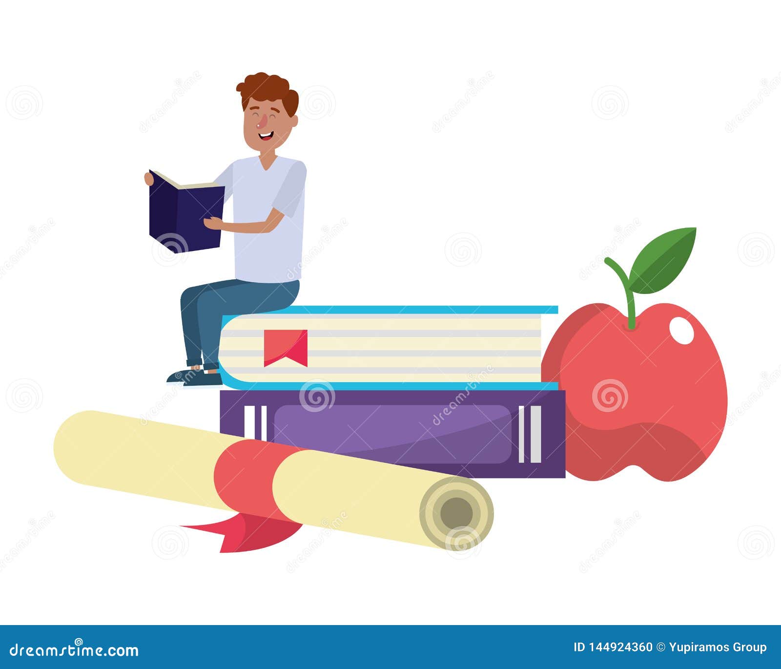 Young man studying cartoon stock vector. Illustration of training ...