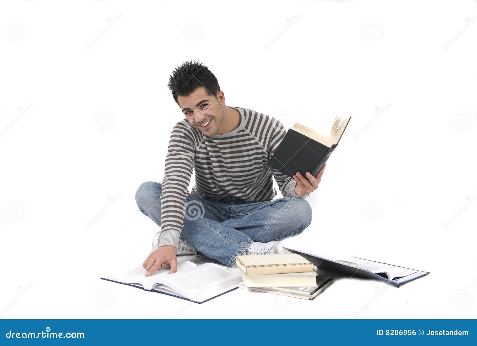 Young Man Studying on the Floor Stock Photo - Image of adult, school ...