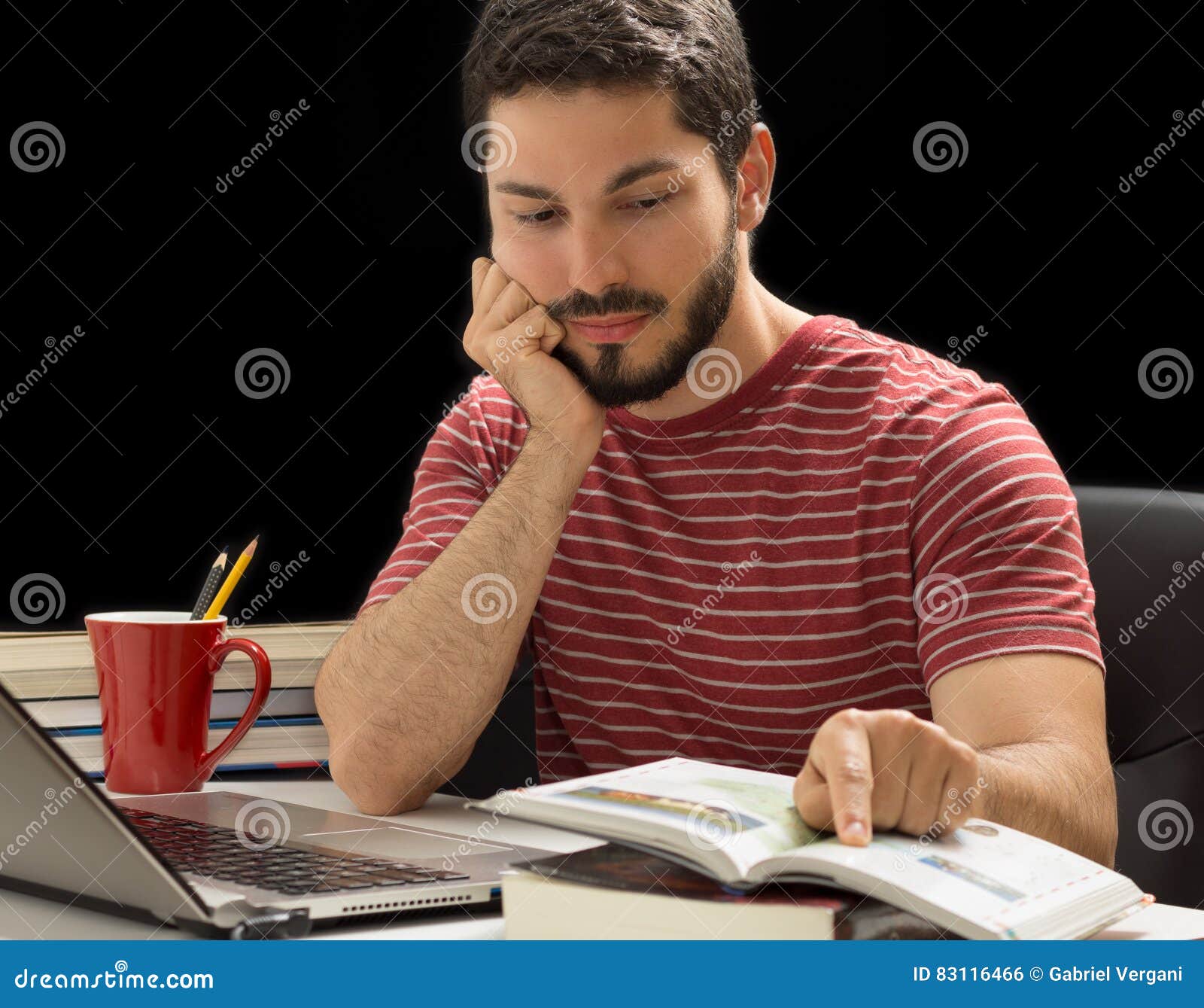 Young Man Studying by Himself Stock Photo - Image of technology, laptop ...