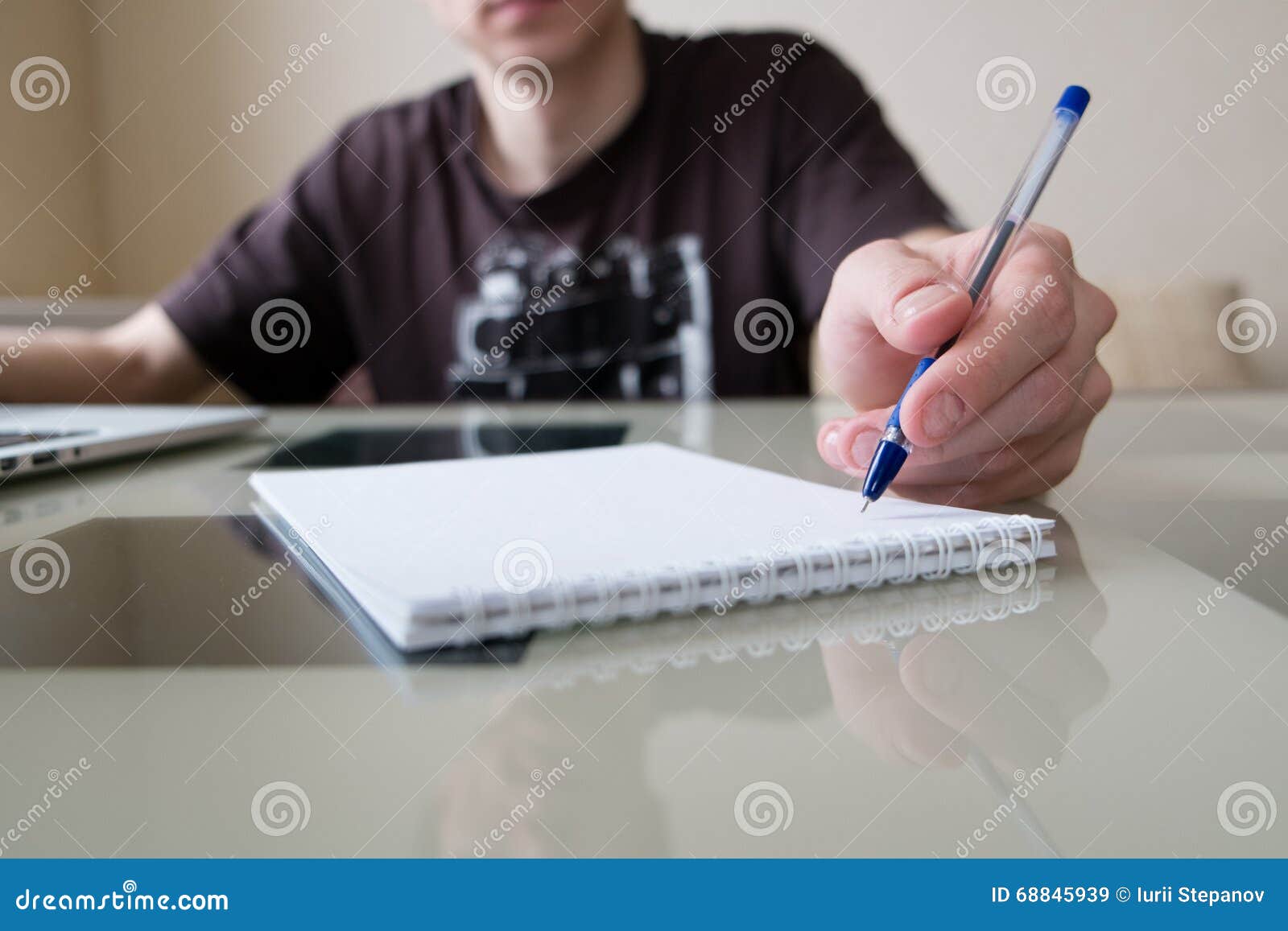 Young man studying stock image. Image of online, note - 68845939