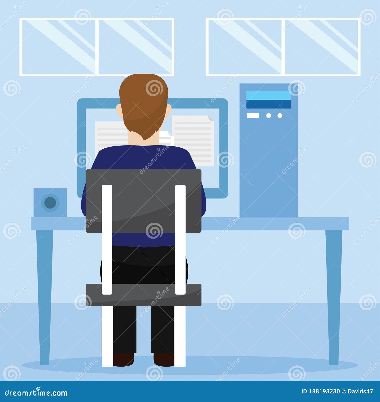 Young man studying stock vector. Illustration of people - 188193230