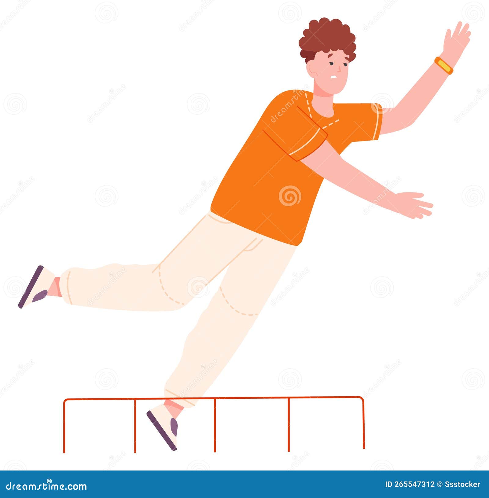 Young Stumbling And Falling Down Forward, Female Person With Frightened ...