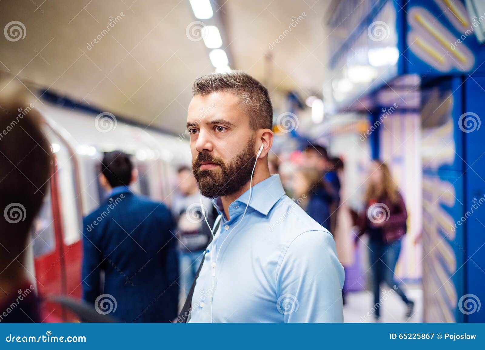 Young man in subway stock image. Image of business, standing - 65225867