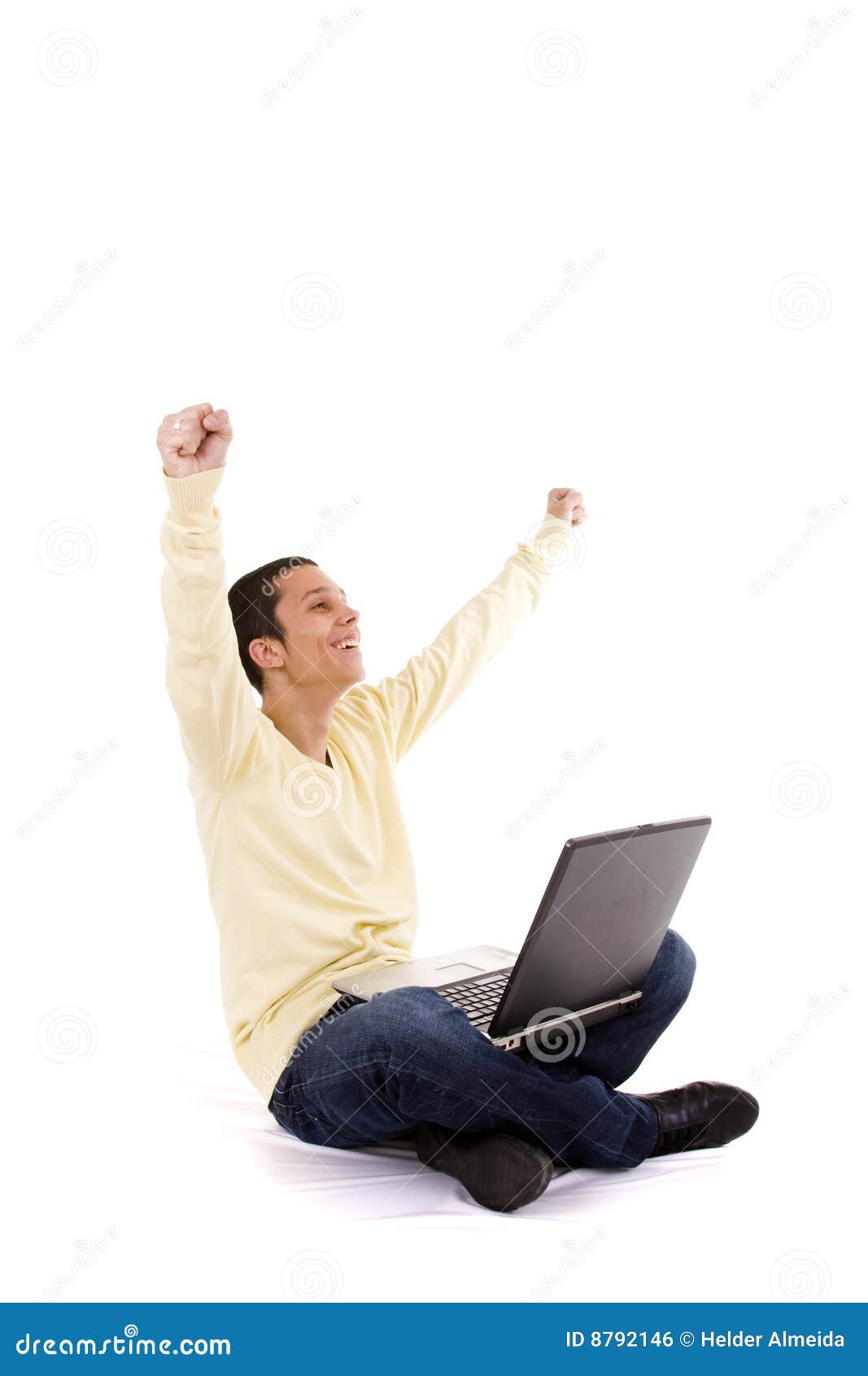 Young man success stock photo. Image of computer, casual - 8792146
