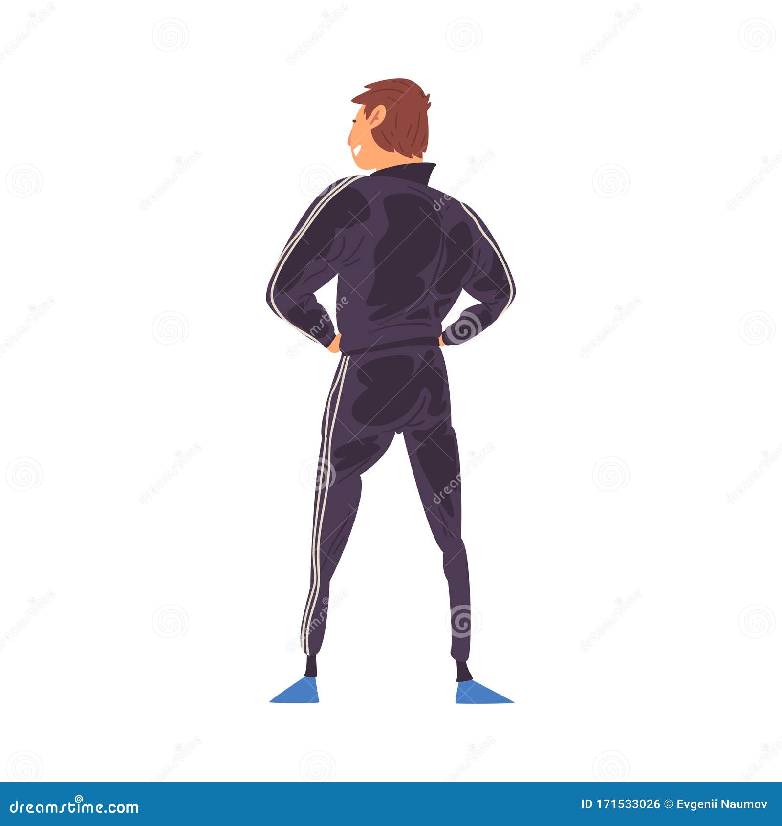 Young Man in Successful Pose Standing Back and Looking at Something ...