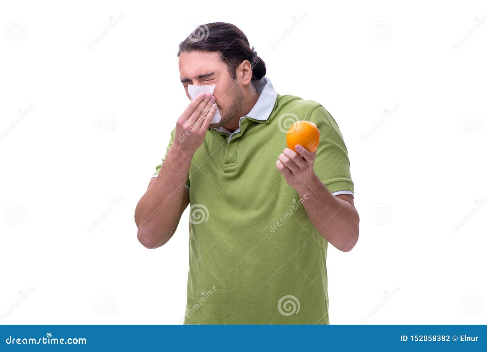 Young Man Suffering from Allergy Isolated on White Stock Photo - Image ...