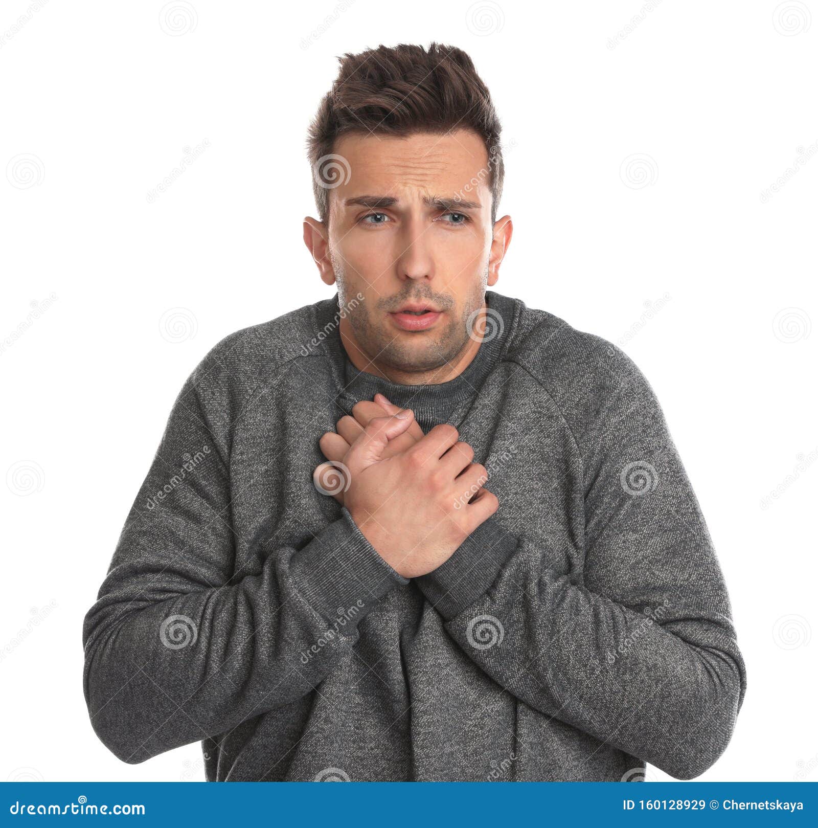 Young Man Suffering from Cold on White Stock Image - Image of ...
