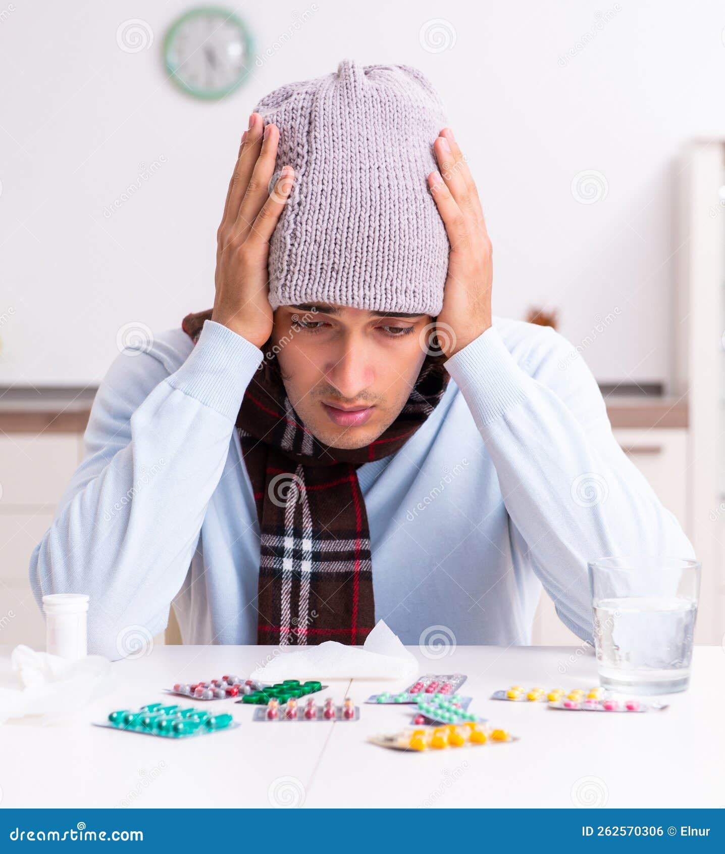 Young Man Suffering from Flu at Home Stock Photo - Image of healthcare ...