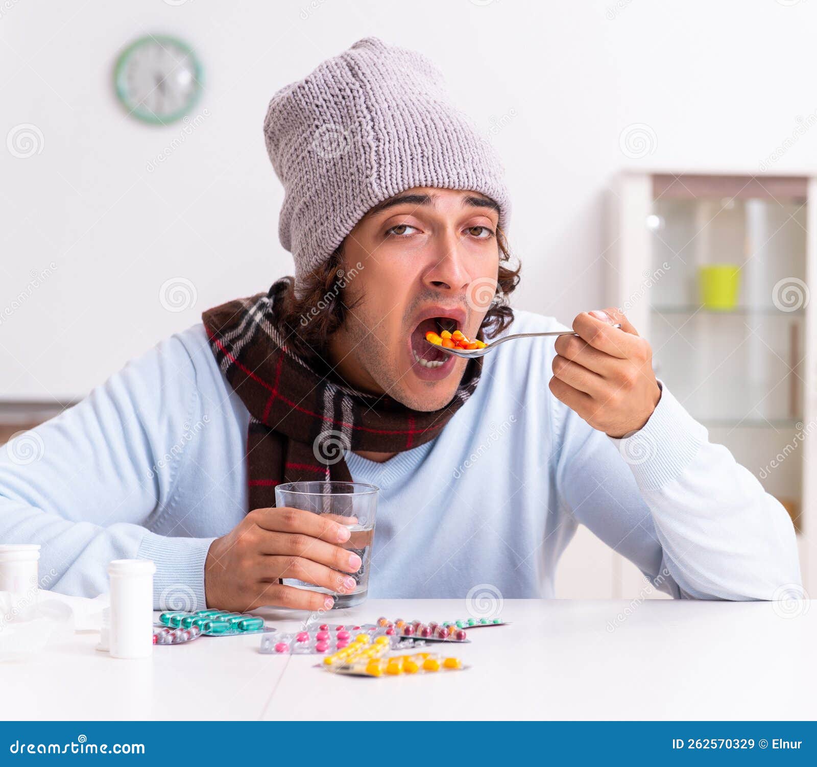 Young Man Suffering from Flu at Home Stock Image - Image of health ...