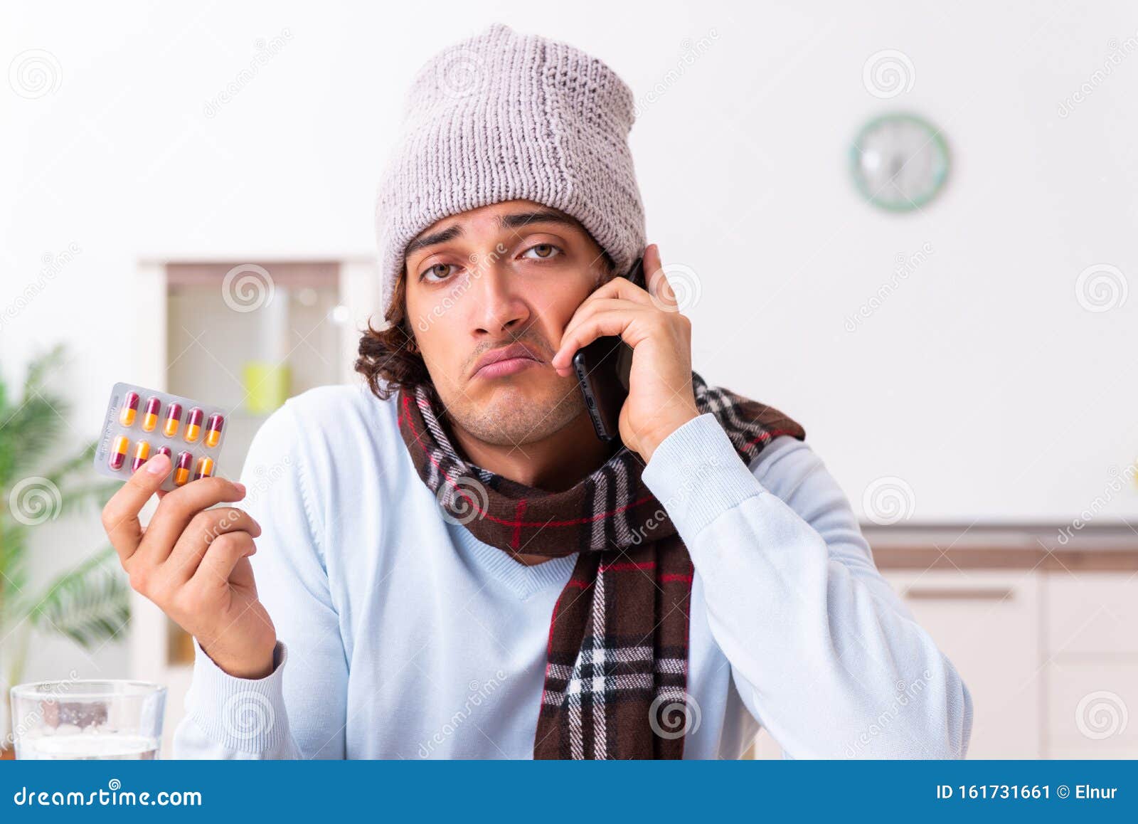 Young Man Suffering from Flu at Home Stock Image - Image of allergy ...