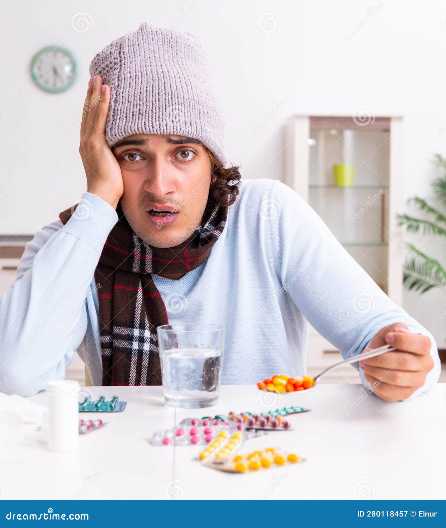 Young Man Suffering from Flu at Home Stock Image - Image of sick, cold ...