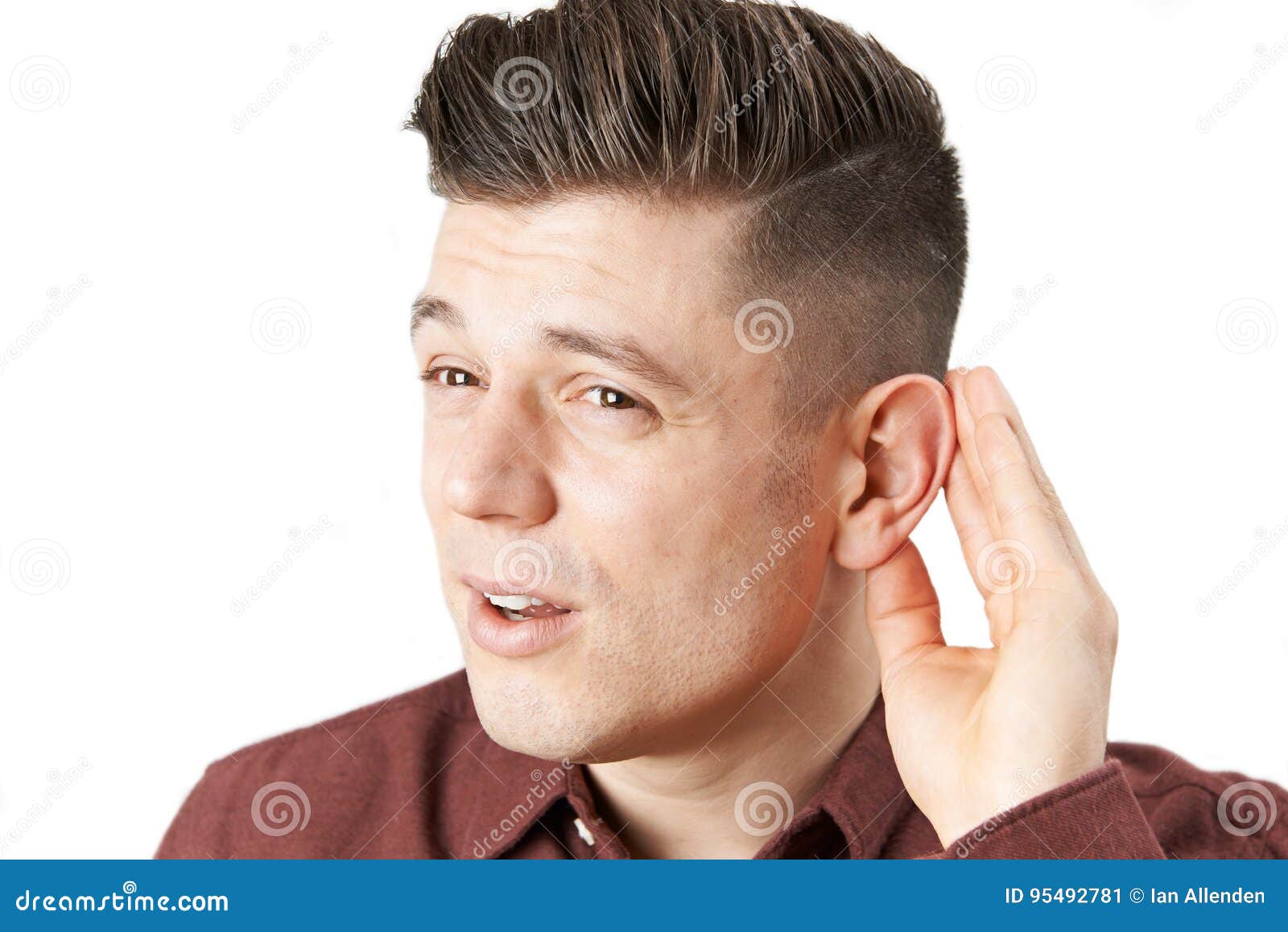 Young Man Suffering with Hearing Difficulties Stock Image - Image of ...