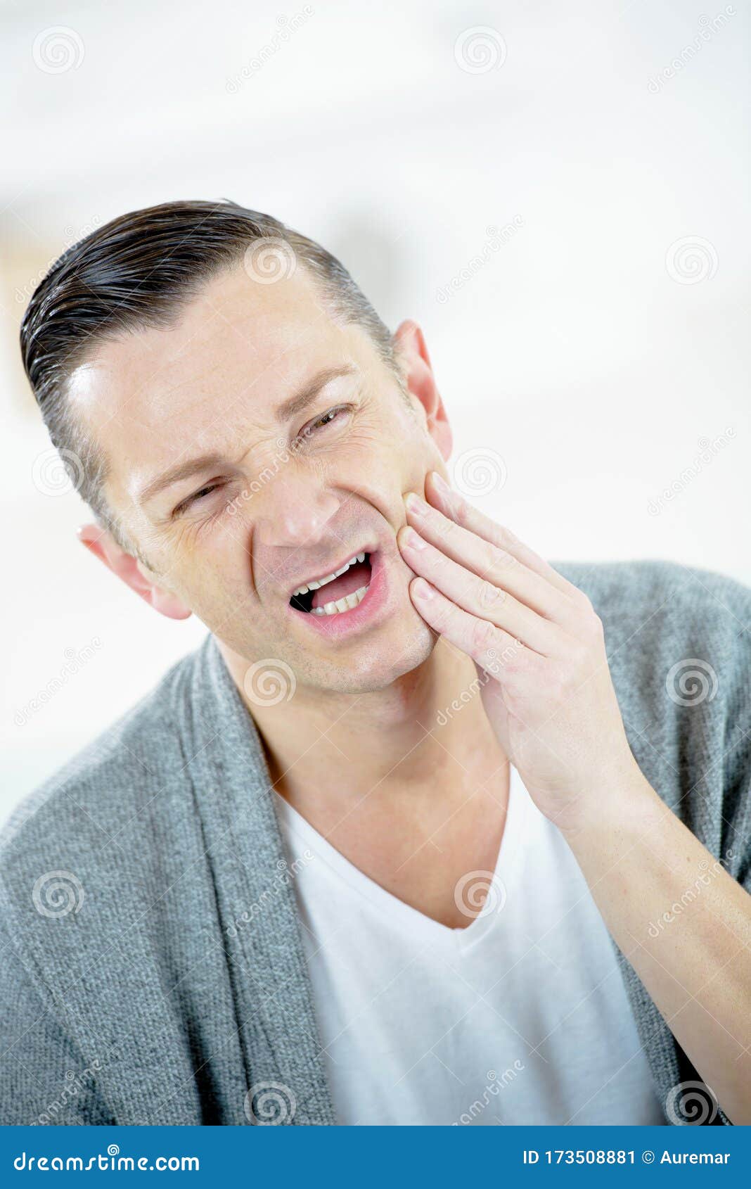 Young Man Suffering from Toothache Stock Image - Image of copy, living ...