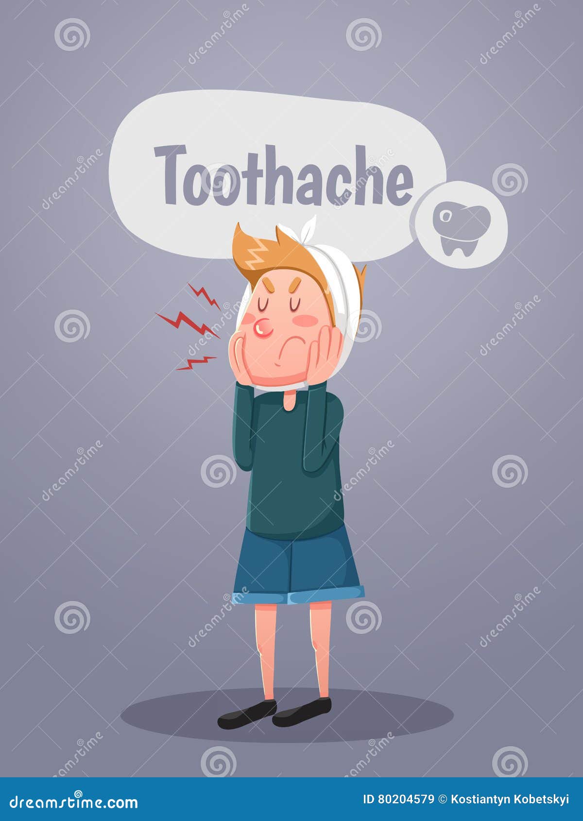 Young Man Suffers from Tooth Ache Stock Illustration - Illustration of ...