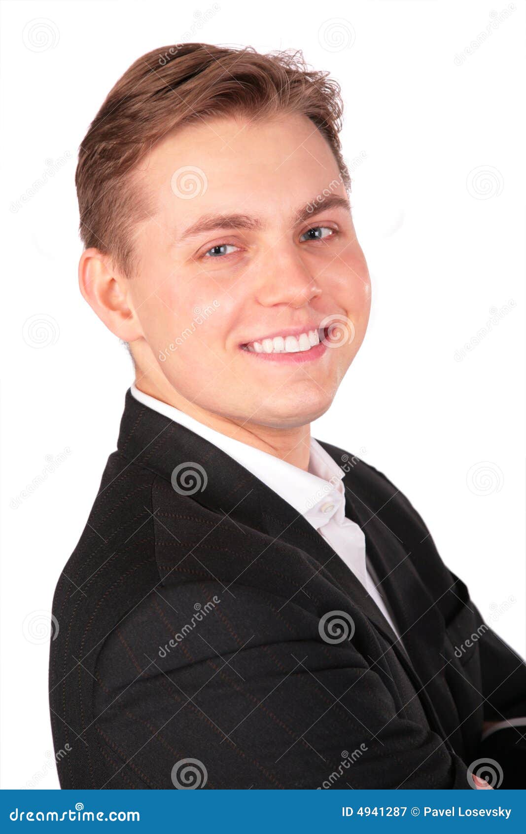 Young Man in Suit Face Close-up Stock Image - Image of adult, cross ...