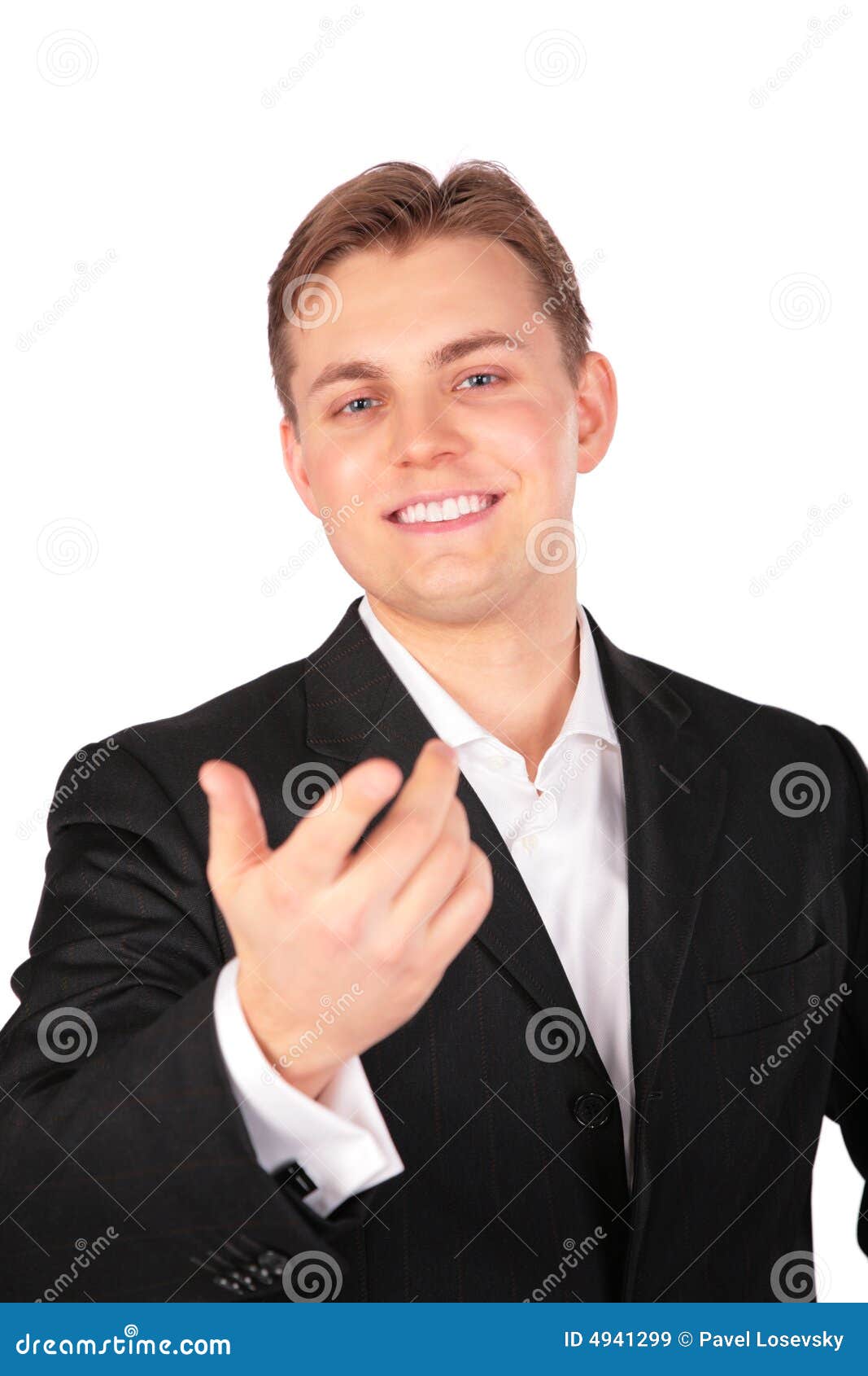 Young Man in Suit Gesture Hand Forward Stock Image - Image of human ...
