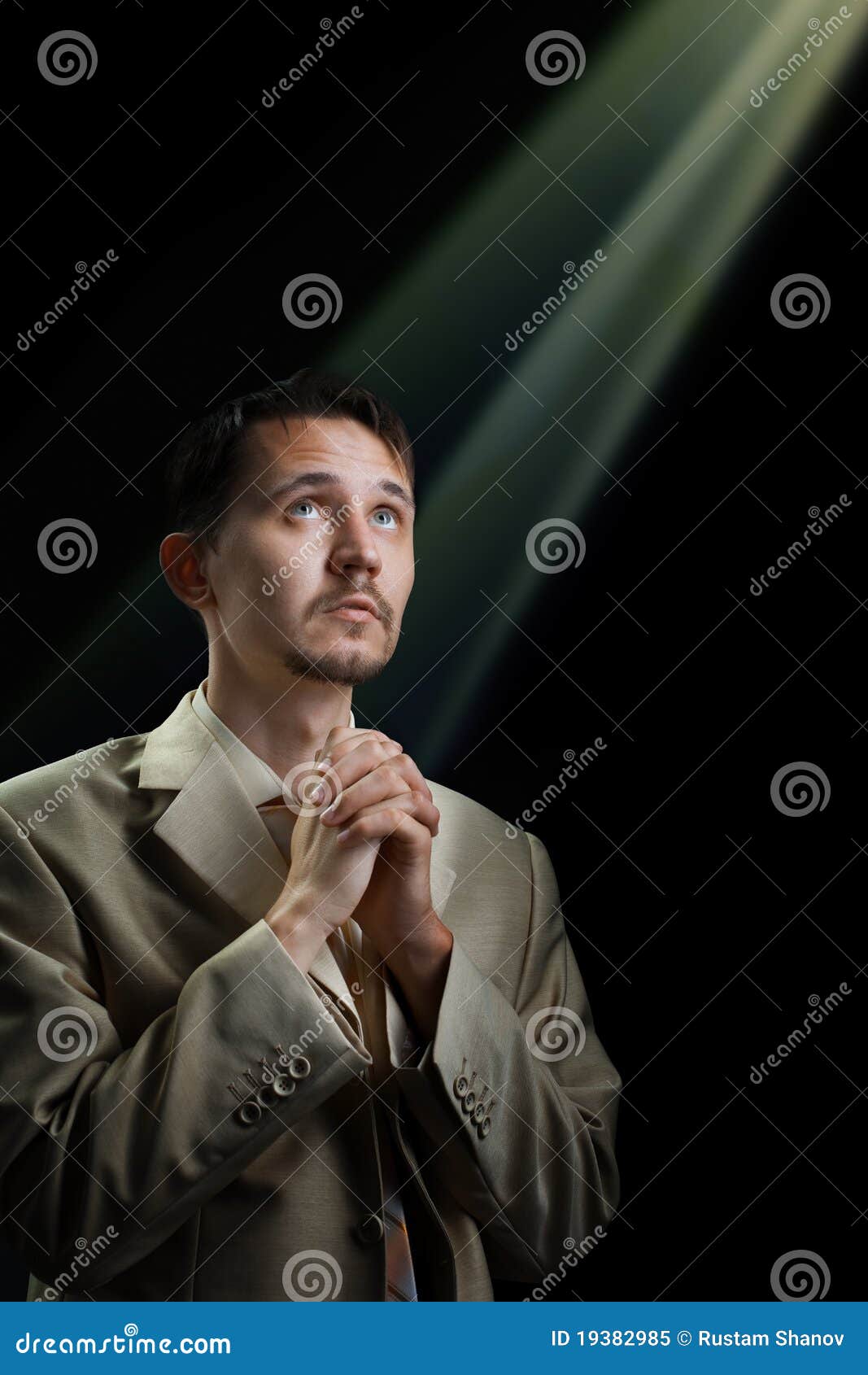 Young Man in a Suit, Praying for Something Stock Image - Image of ...