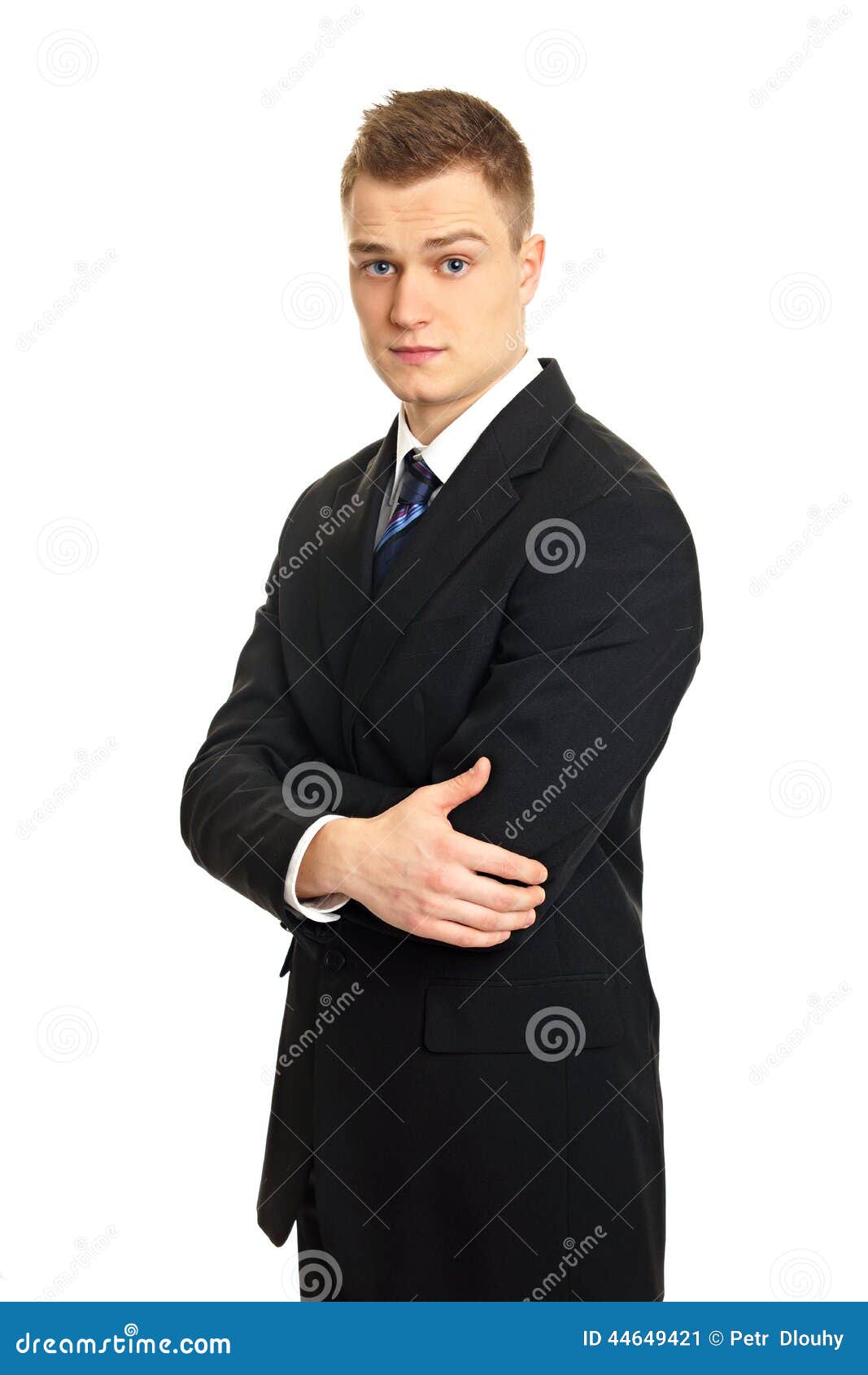 Young man in suit standing stock image. Image of portrait - 44649421