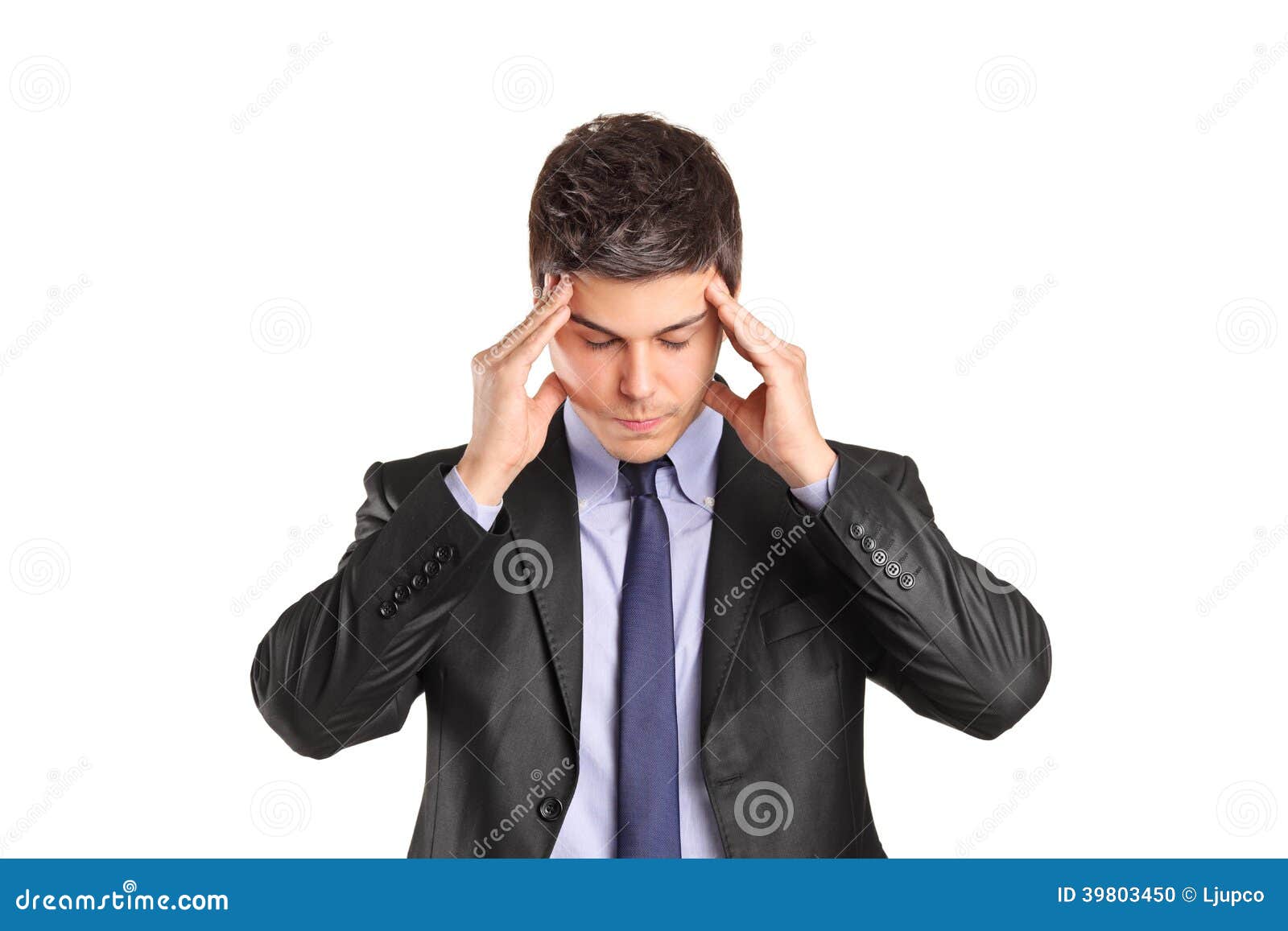 Young Man in Suit Trying To Concentrate Stock Photo - Image of business ...