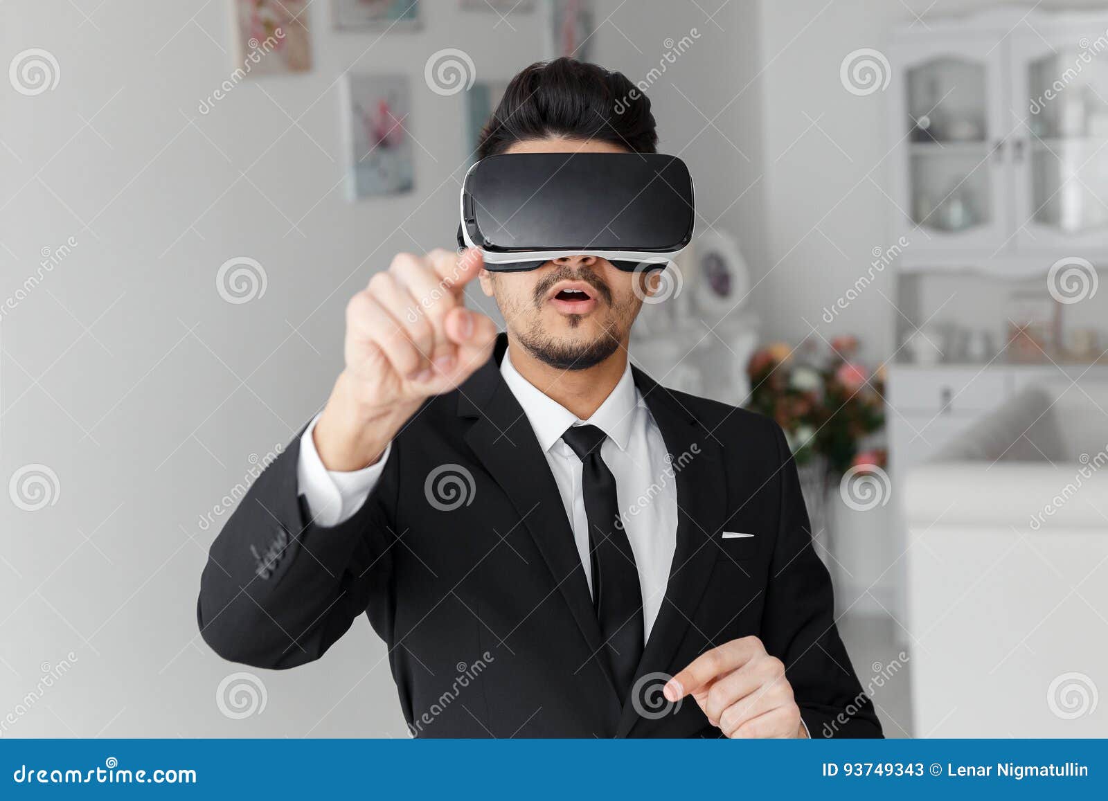 Young Man in Suit and Virtual Glasses. Stock Image - Image of design ...