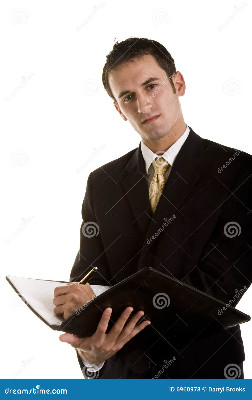 Young Man in Suit Writing in Notebook Stock Photo - Image of color ...