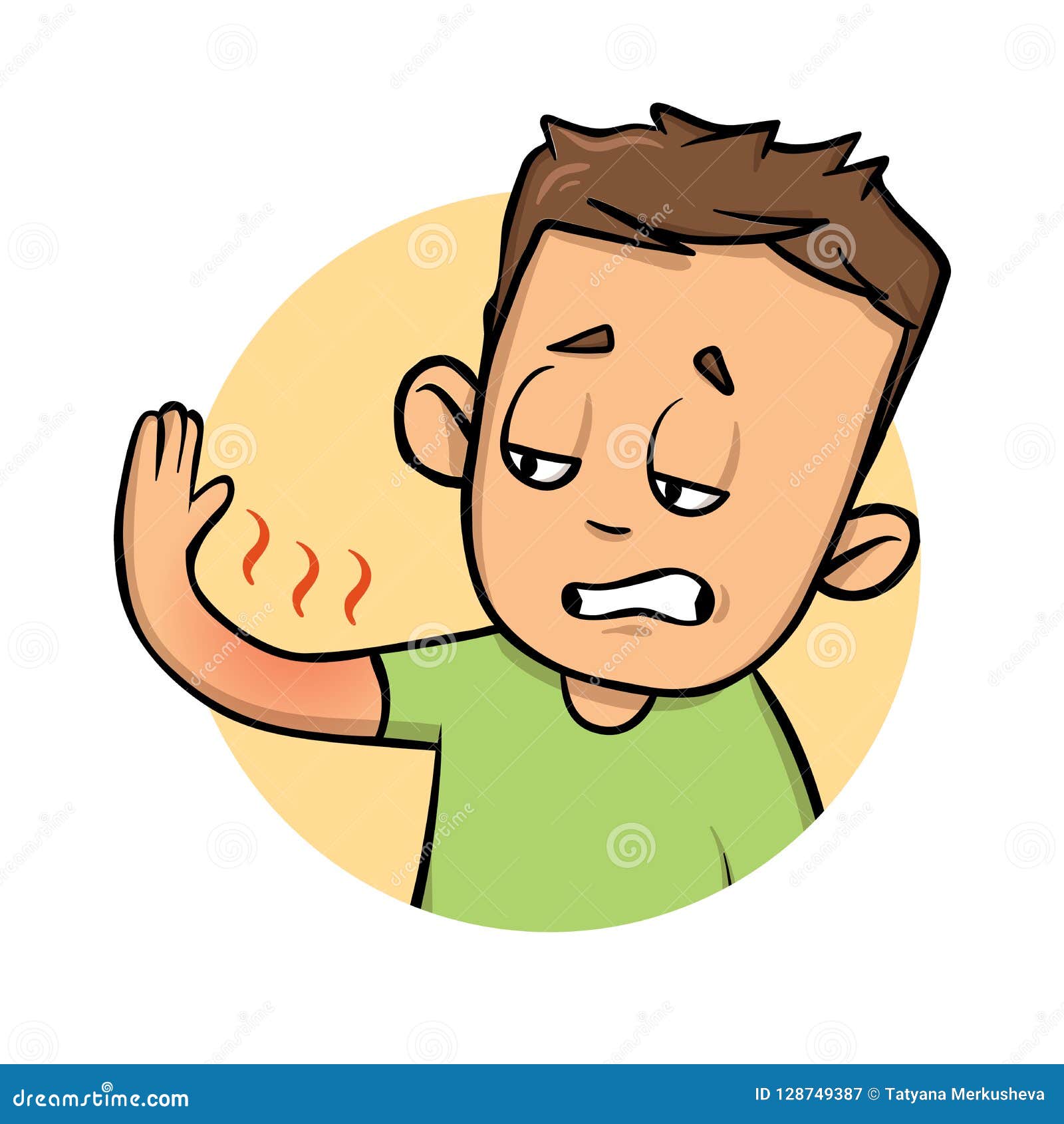 Young Man With A Sunburn Flat Design Icon Flat Vector Illustration