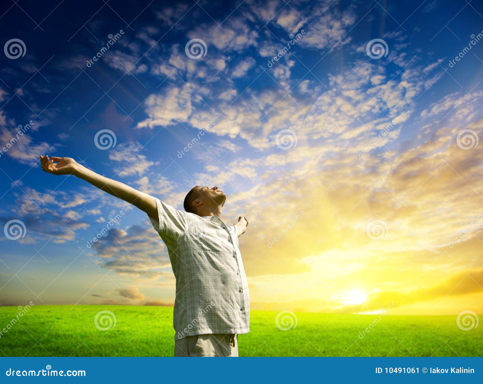 Young man and sunset stock image. Image of nature, person - 10491061