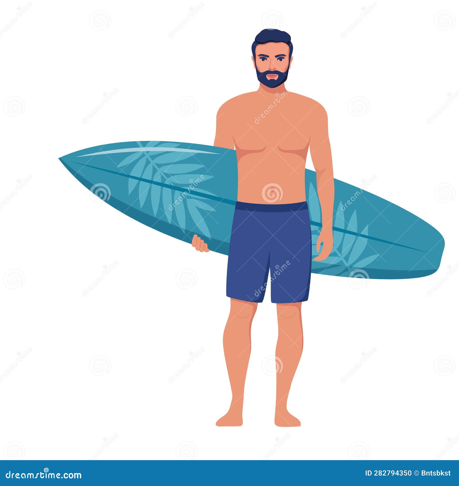 Young Man Surfer With Surfboard Standing On The Beach Smiling Surfer