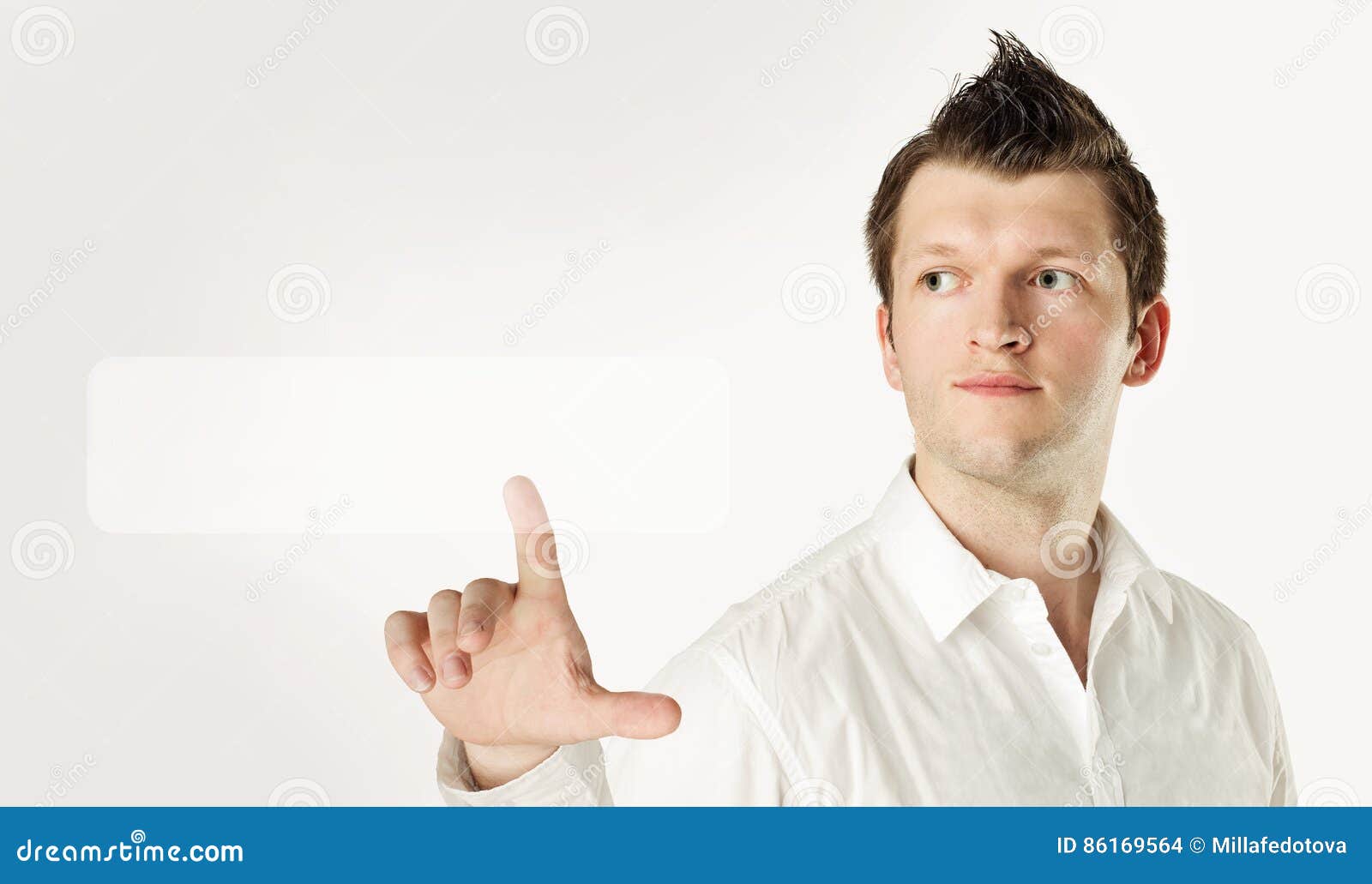 Young Man Surfing through the Internet with Virtual Web Stock Photo ...