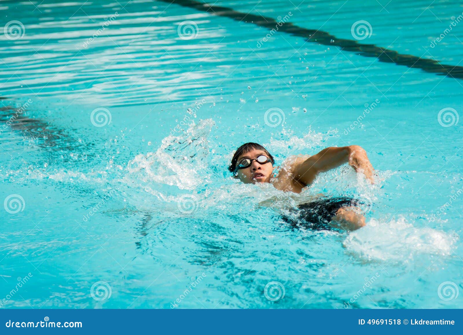 Young Man Swimming in Backstroke. Stock Photo - Image of sport, speed ...