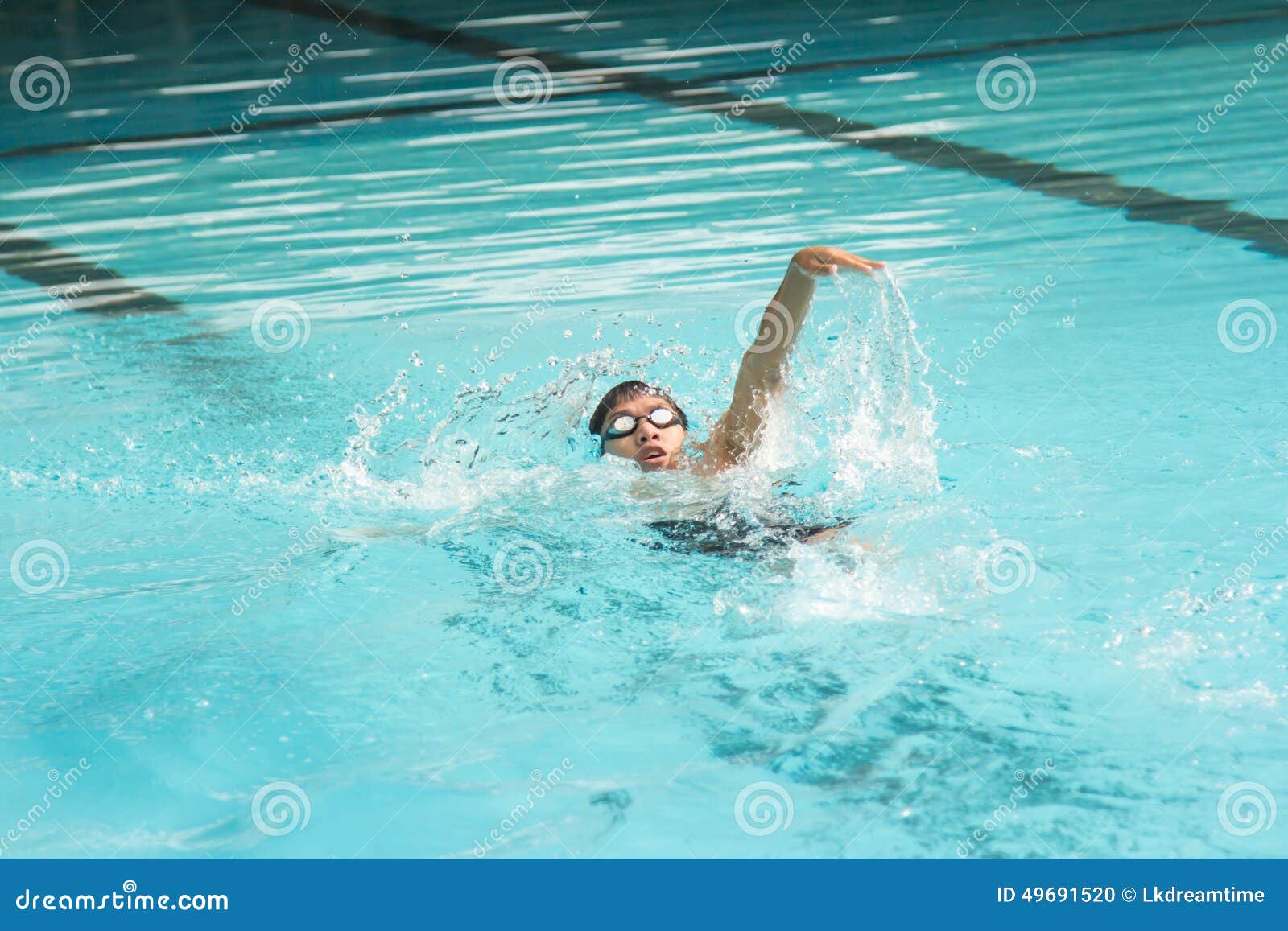 Young Man Swimming in Backstroke. Stock Photo - Image of competitive ...