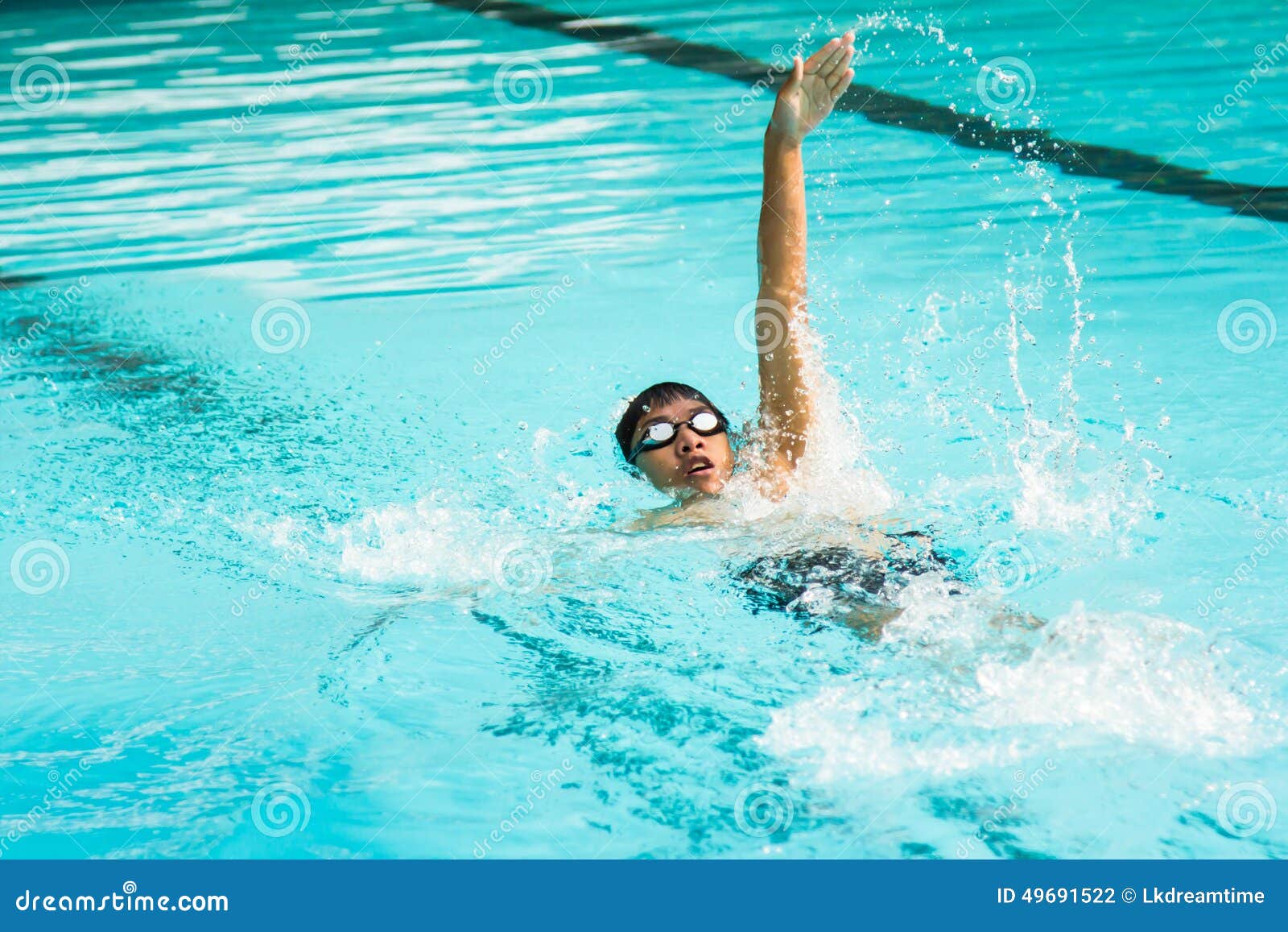 Young Man Swimming in Backstroke. Stock Photo - Image of pool, race ...