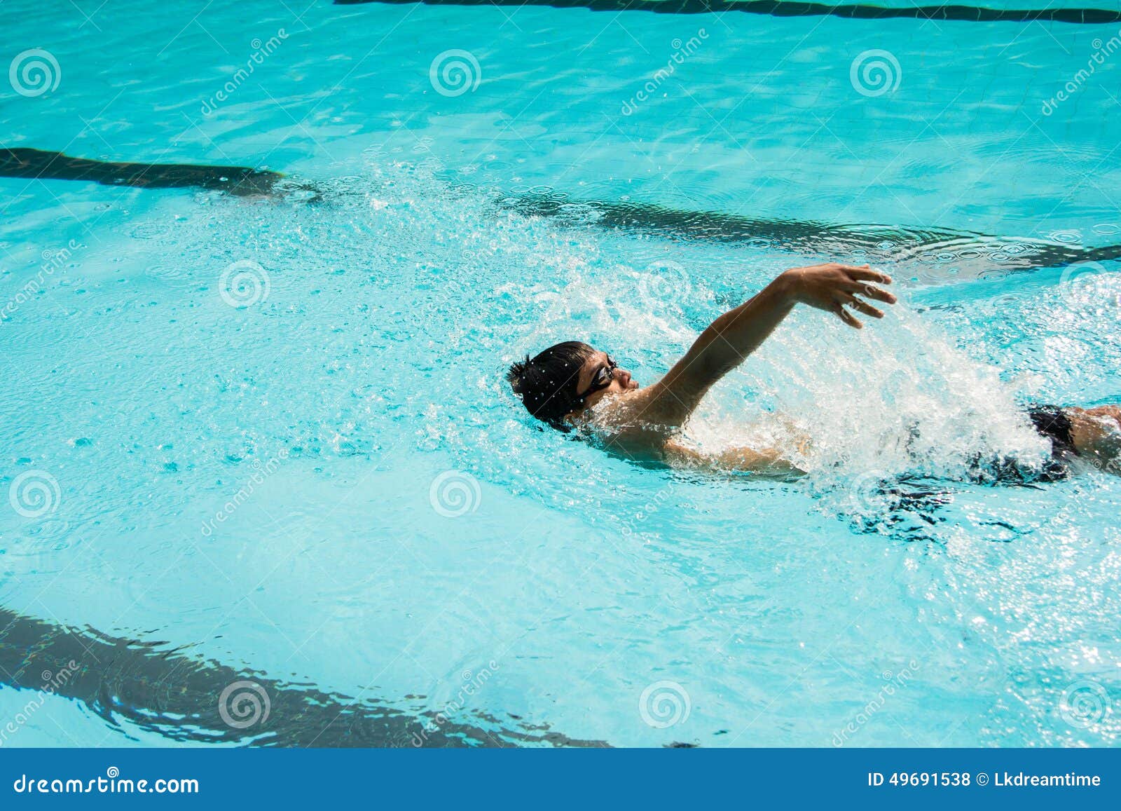 Young Man Swimming in Backstroke. Stock Photo - Image of handsome ...