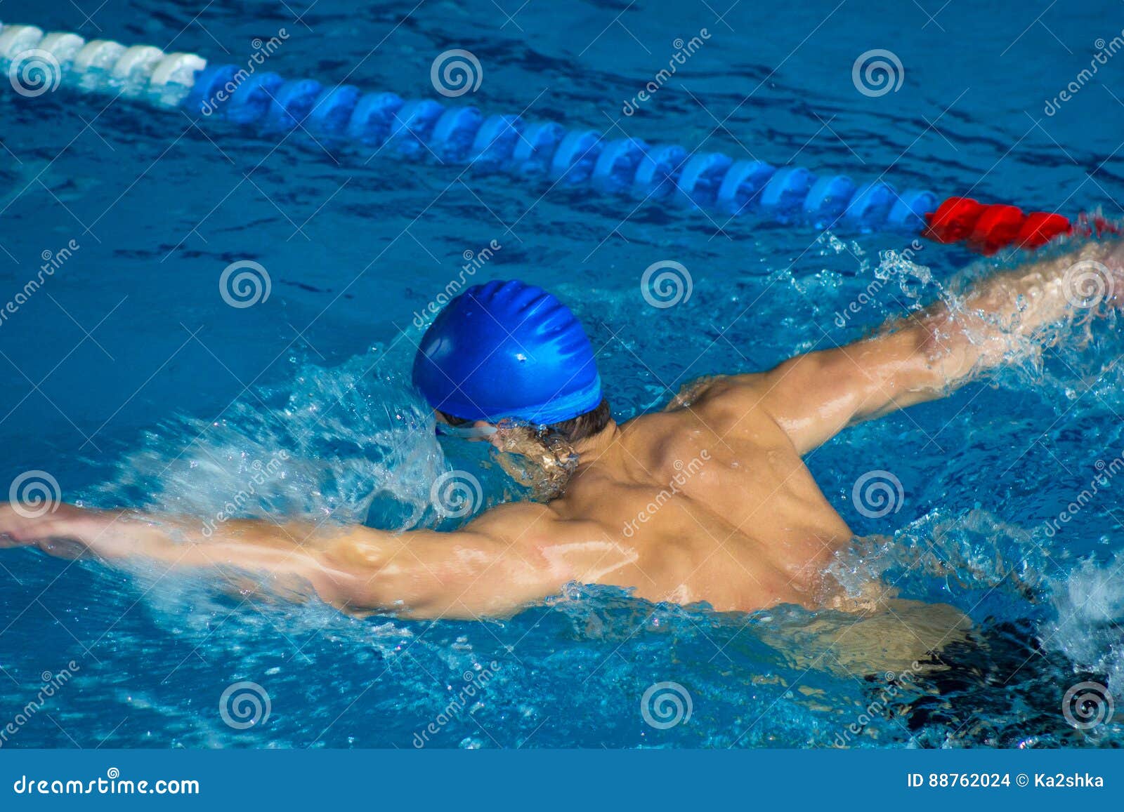 Young Man Swimming the Front Crawl in a Pool Stock Photo - Image of ...
