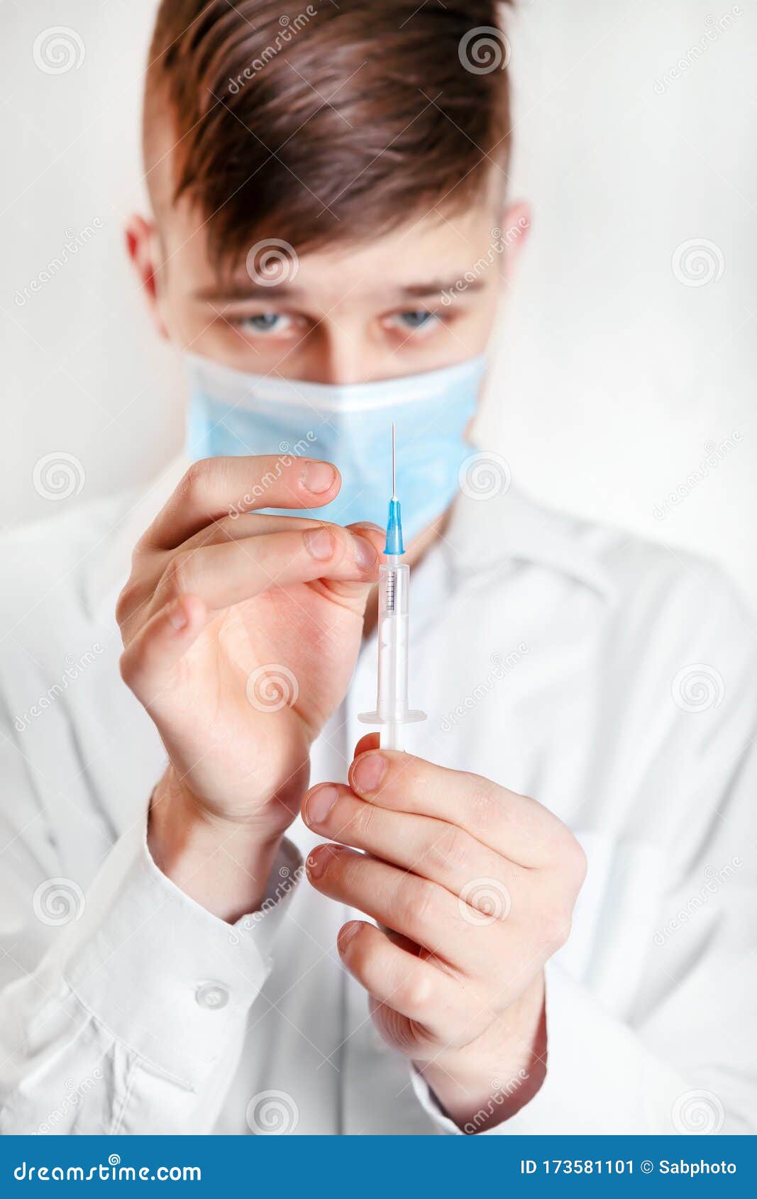 Young Man with a Syringe stock image. Image of problem - 173581101