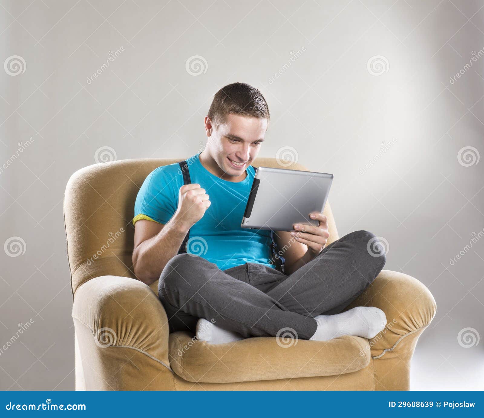 Young man with tablet stock image. Image of handsome - 29608639