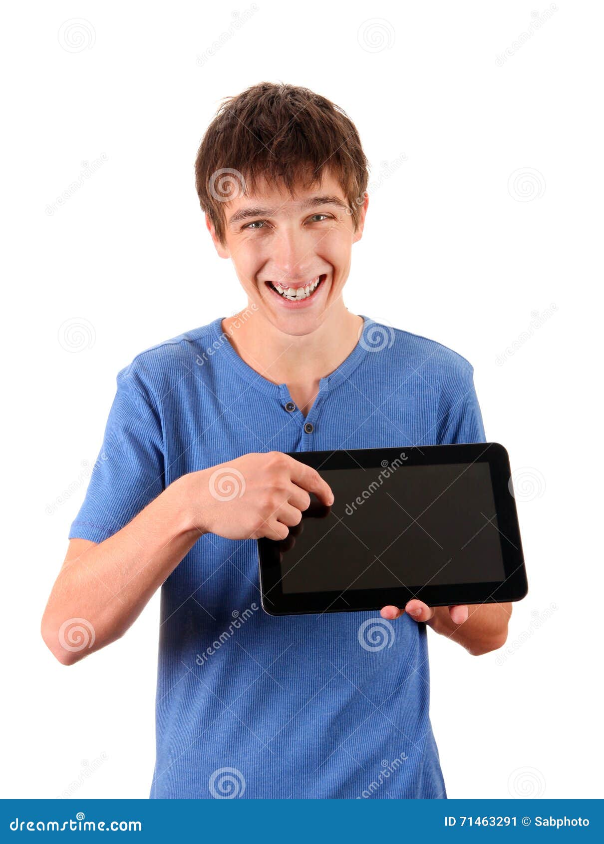 Young Man with Tablet Computer Stock Image - Image of laugh, device ...